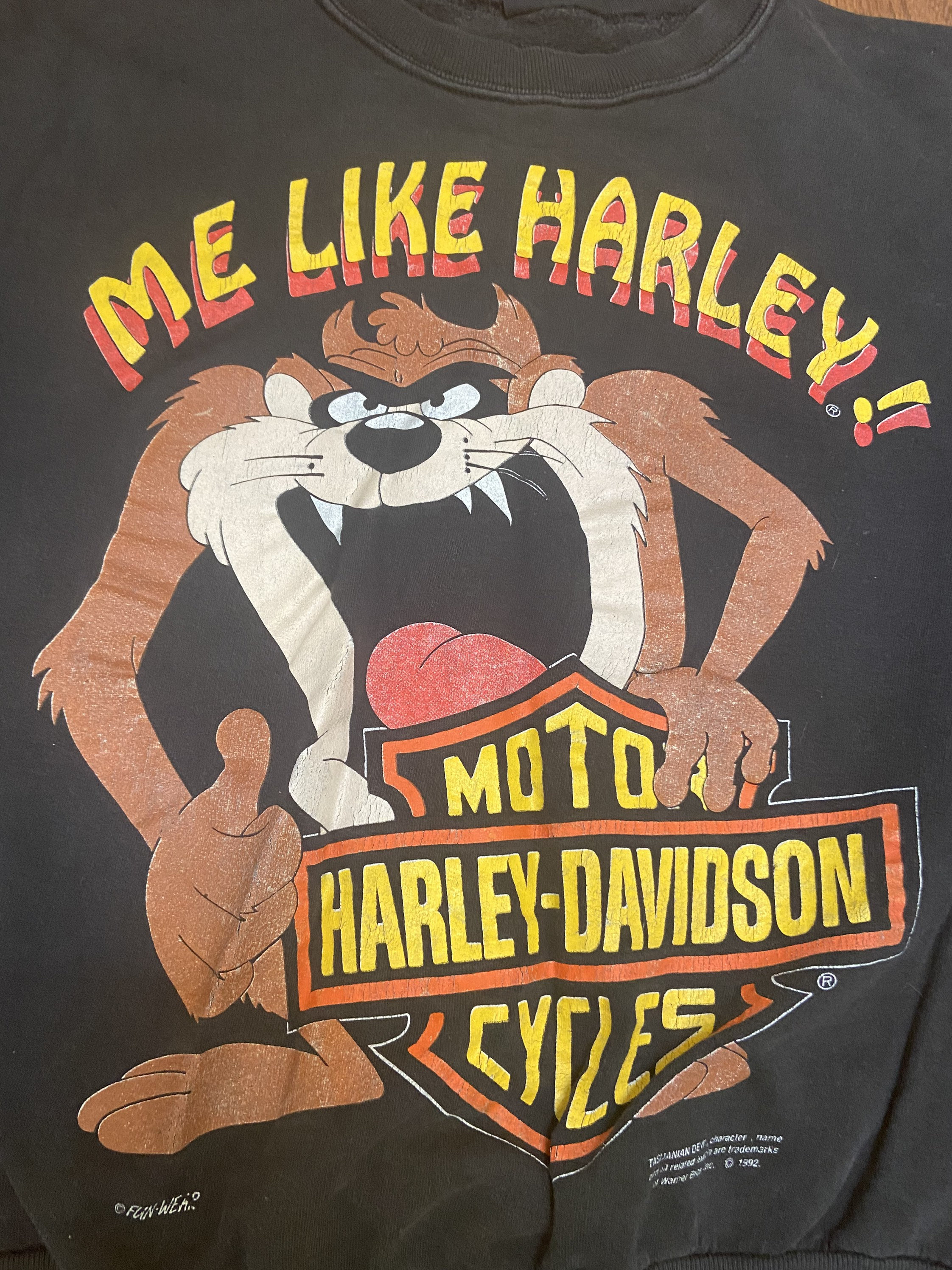 1992 Me Like Harley Taz Harley Davidson Crew Neck