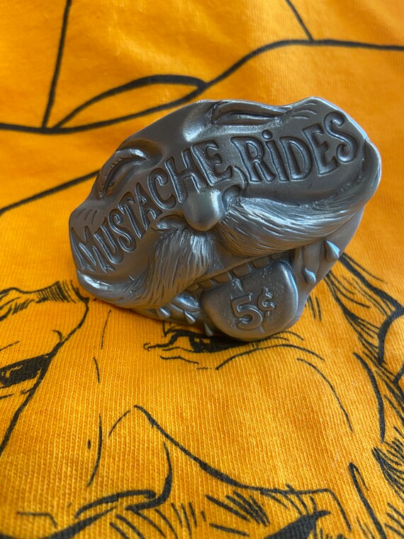 1982 Mustache Rides Belt Buckle | Etsy