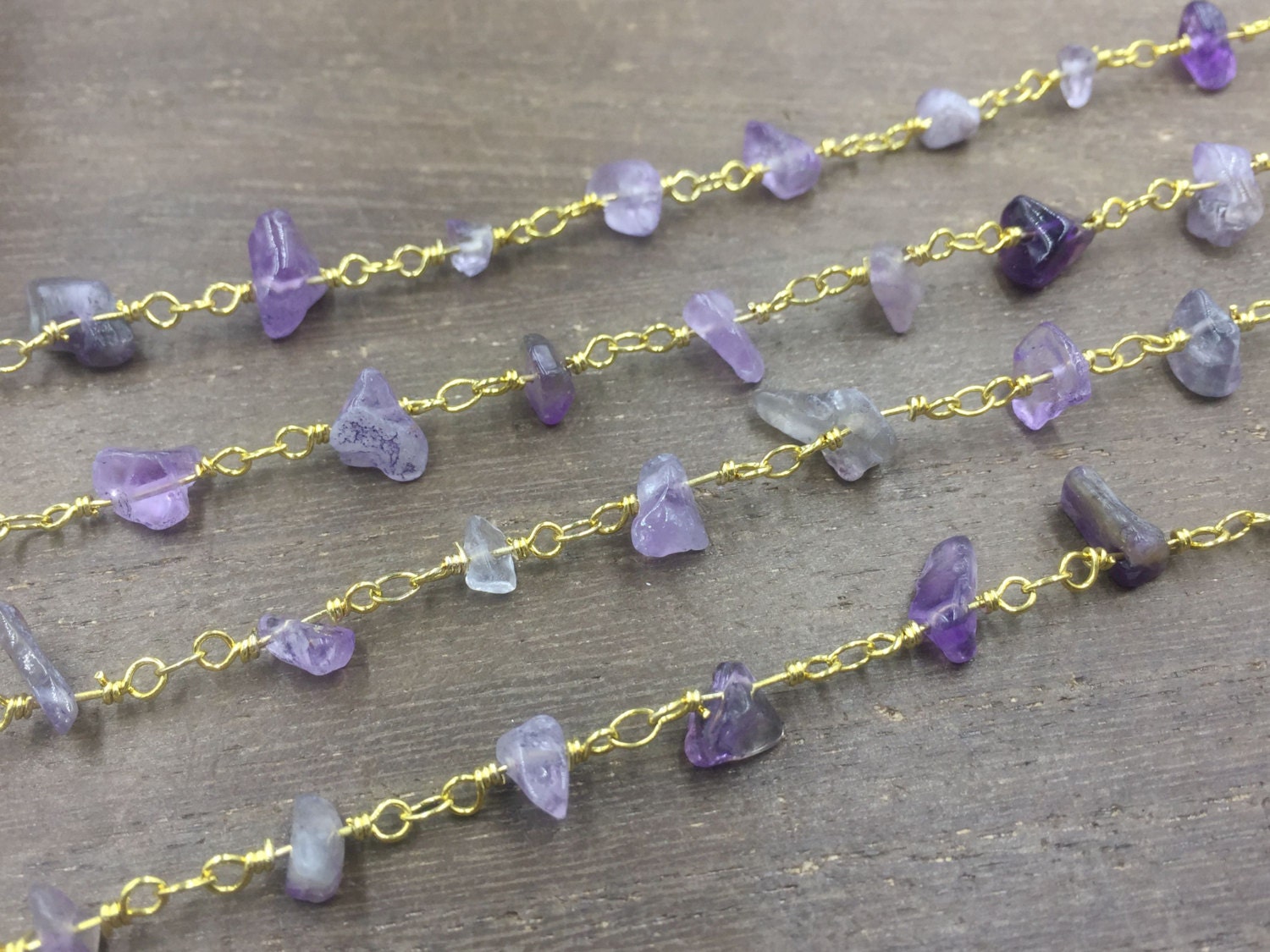 Amethyst Rosary Chain Wholesale Gemstone Beaded Chain Wire - Etsy