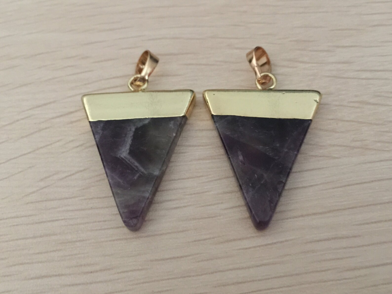 Amethyst triangle pendant Purple amethyst quartz pendant | Etsy