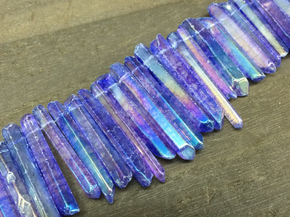 Blue Rainbow Quartz Points Polished Raw Crystal Gemstone Point Beads ...