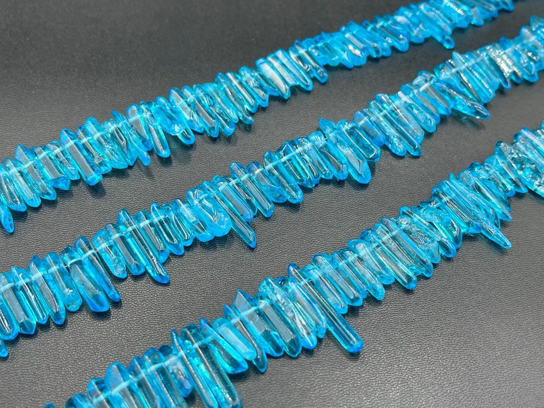 Tiny Polished Blue Crystal Points Blue Quartz Point Beads Tiny Quartz ...