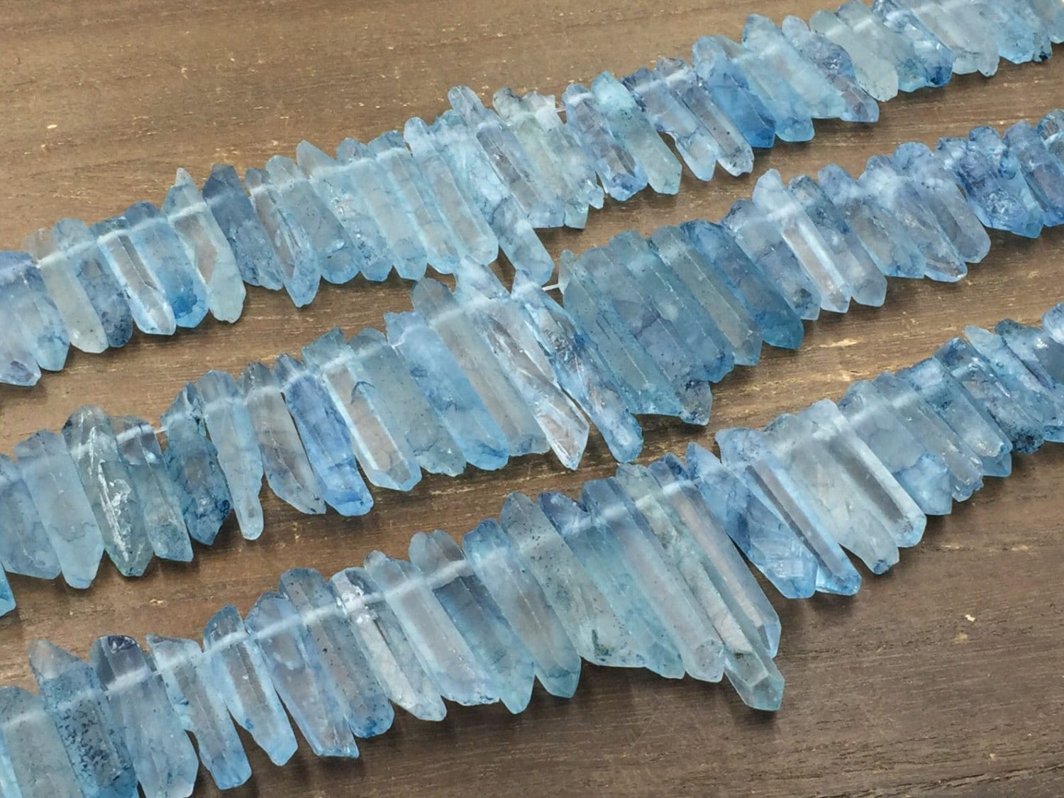 Frosted Raw Blue Crystal Points Pale Blue Quartz Points Graduated ...