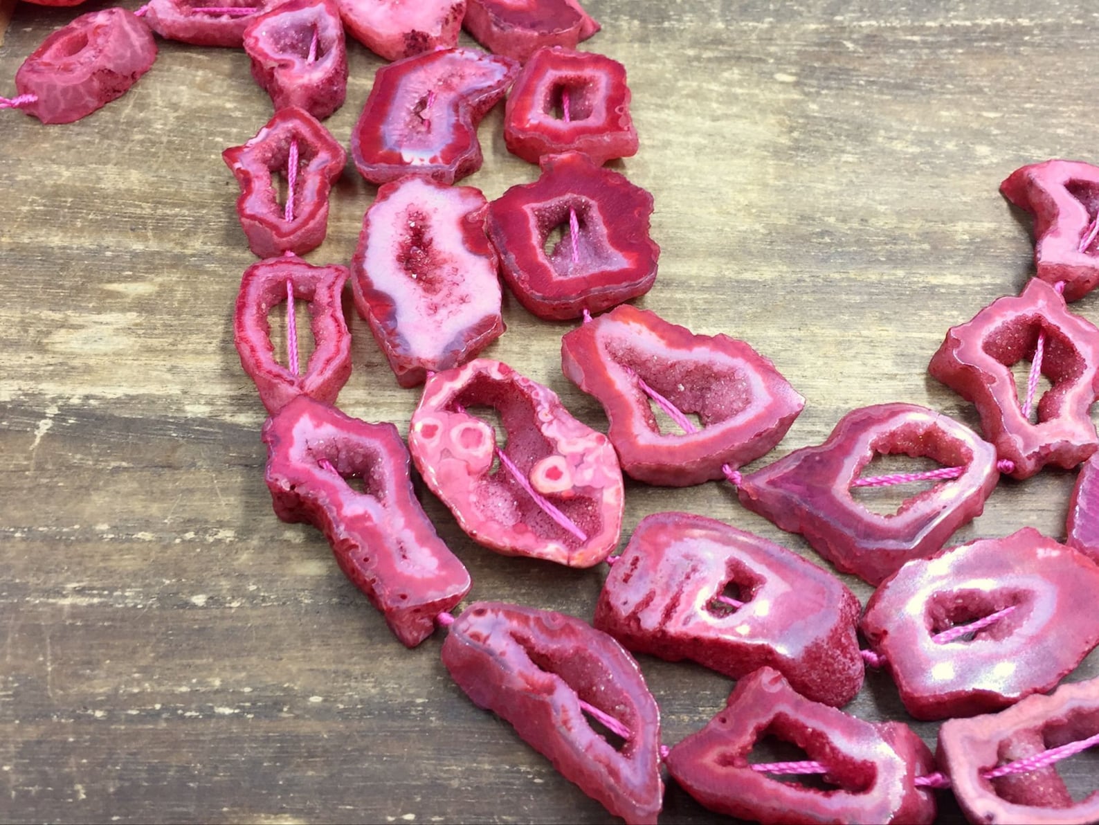 Red Agate Geode Slices Beads Drusy Agate Druzy Slice Connector - Etsy