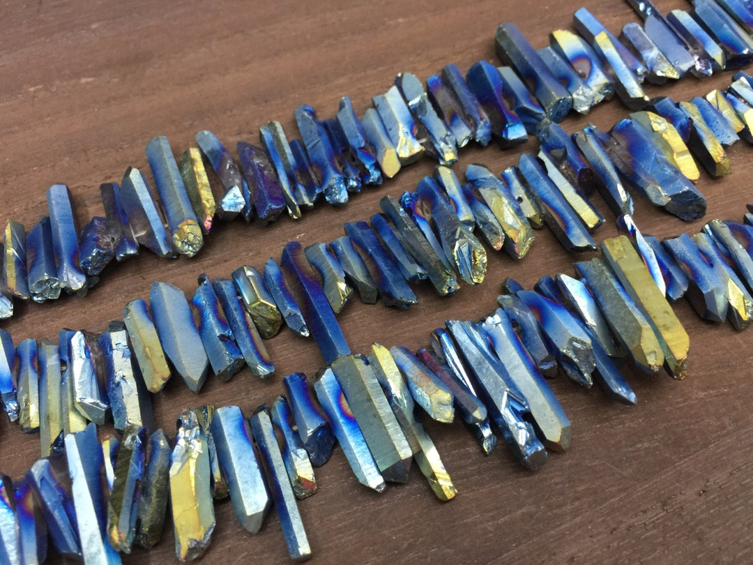 Titanium Quartz Point Beads Matte Quartz Pendant Beads Raw Crystal ...