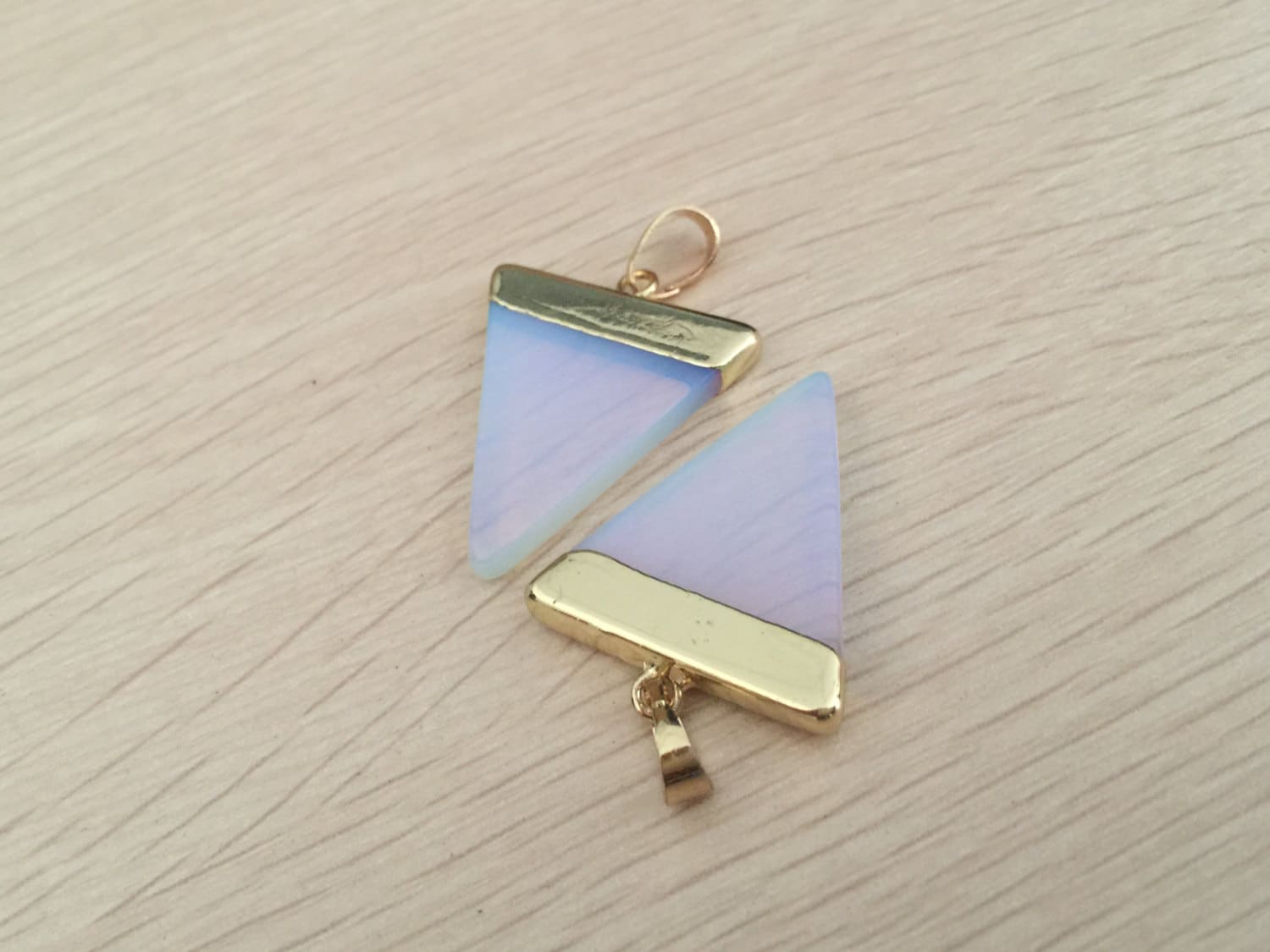 Triangle Opal Pendant White Opal Pendant Triangle Gemstone Pendant ...