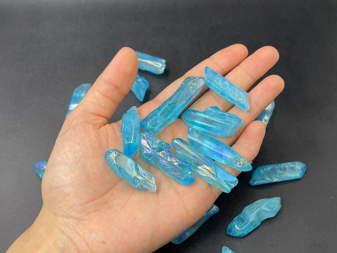 Undrilled&polished Blue Aura Quartz Crystal Points Polished Crystal ...