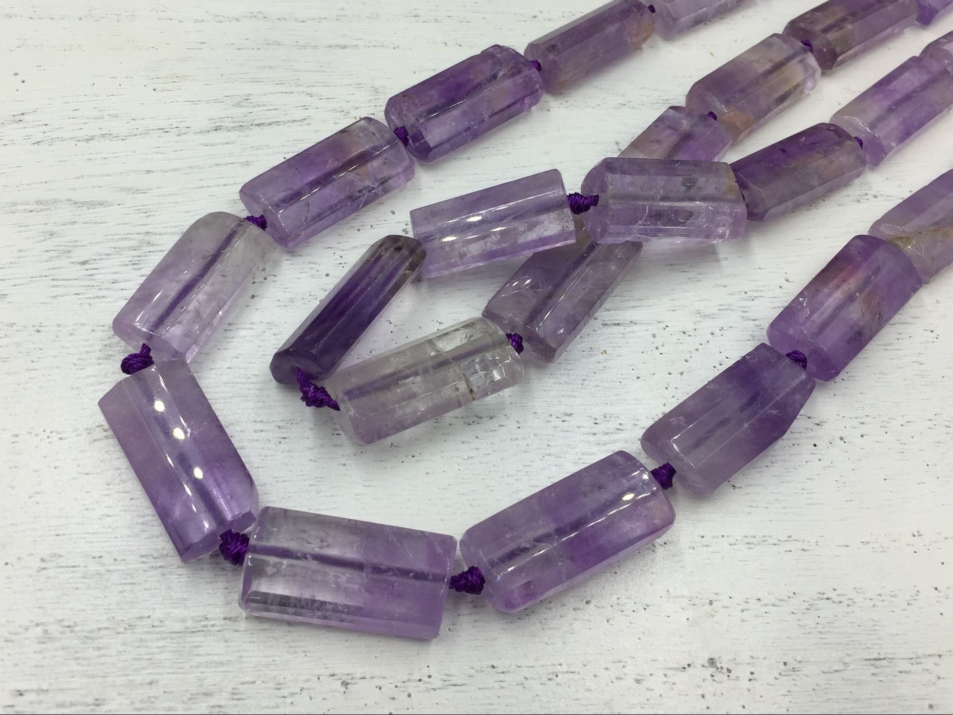 8 Sided Clear Amethyst Rectangle Beads Chunky Amethyst Quartz - Etsy
