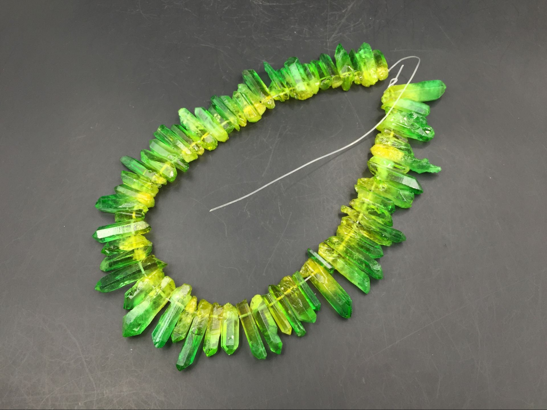 Yellow&green Quartz Points Gradient Quartz Crystal Point Beads | Etsy