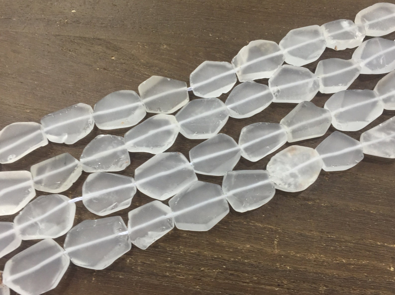 Raw Quartz Crystal Slice Beads Free Form Matte Quartz Slices Rough Cut ...