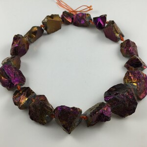 Titanium Purple Quartz Nuggets Crystal Nugget Beads Rough Hammered ...