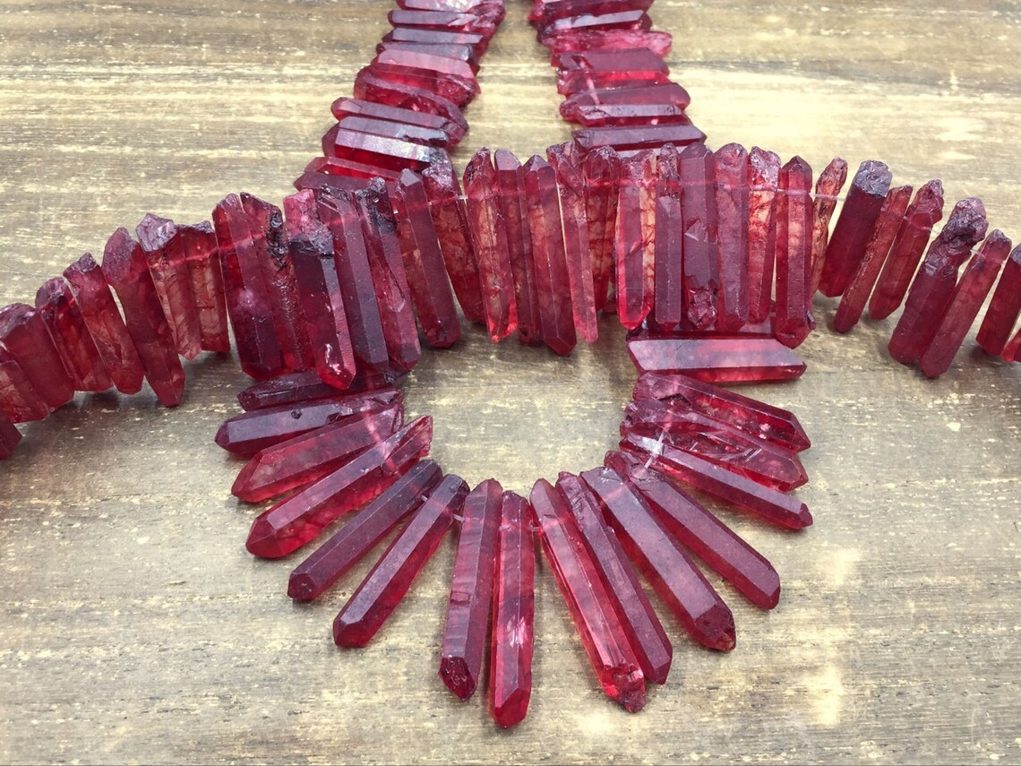 Frosted Red Quartz Crystal Spike Beads Crystal Points Raw - Etsy