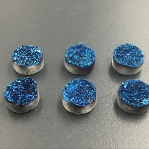 4pcs Titanium Druzy Cabochons Round Cabochon Titanium Blue Druzy Coin ...