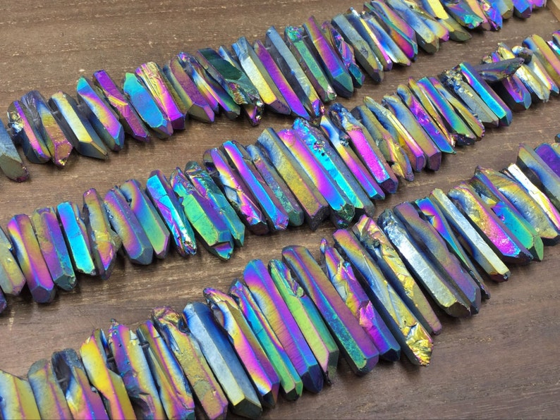 Rainbow Quartz Point Mystic Titanium Quartz Crystal Points Matte Coated ...
