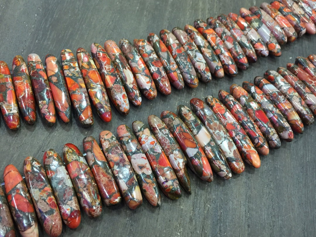 Full Strand Orange Jasper Point Beads Gemstone Dagger Beads Graduated ...