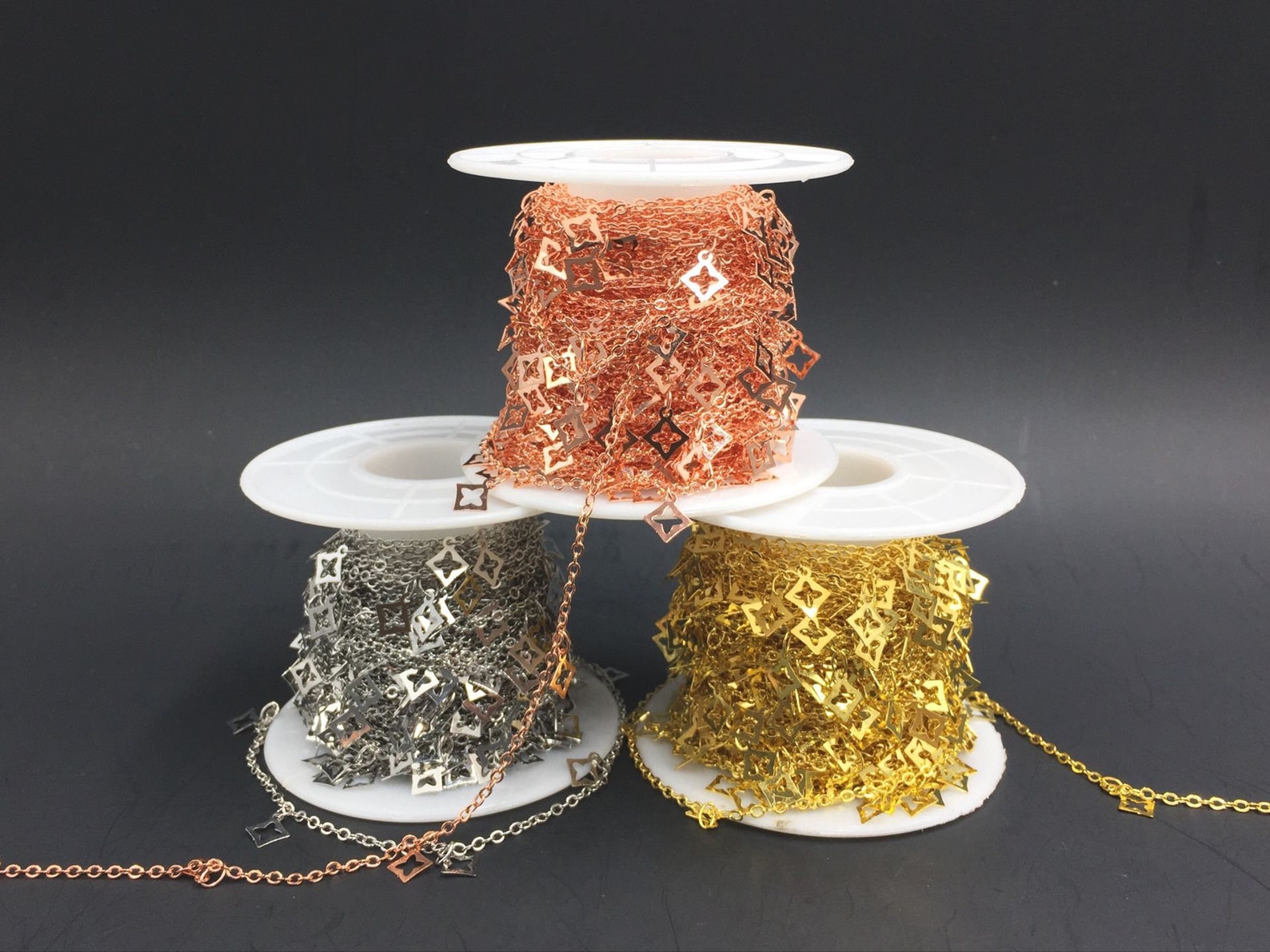 Square Drop Chains Four Point Star Chain Dangling Charms Chain | Etsy