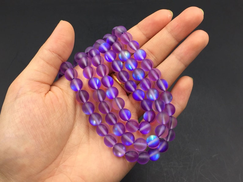 Matte 6-12mm Purple Synthetic Glass Moonstone Beads Smooth | Etsy