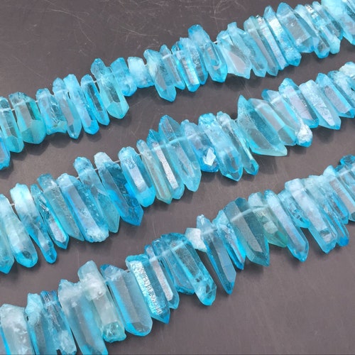 Tiny Light Blue Quartz Crystal Point Stick Beads Raw Rough - Etsy