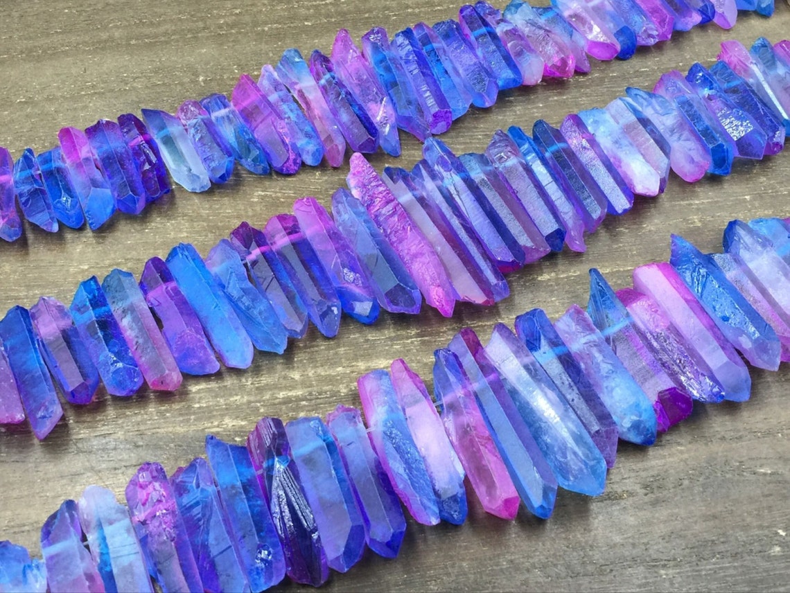 Double Color Crystal Points Pink&blue Quartz Points Raw Pink Blue ...