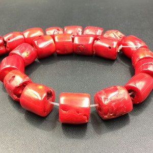 Large Red Coral Barrel Beads Natrual Polished Coral Beads Coral Neclace ...