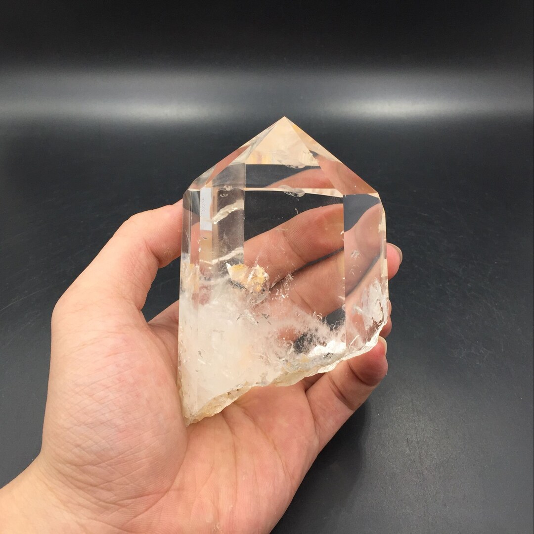 4" Extra Large Clear Quartz Point Clear Rock Rainbow Quartz Crystal ...