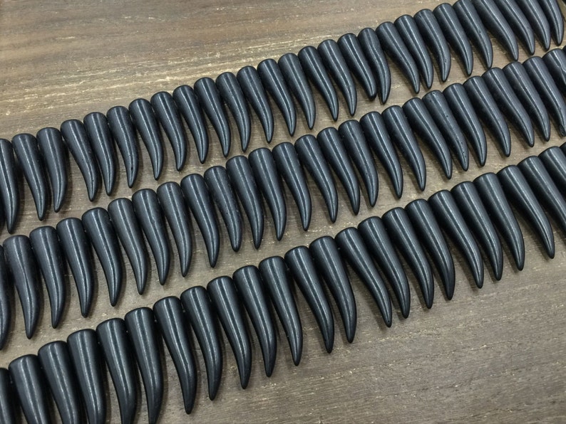 Black Howlite Horn Beads Howlite Tusk Point Claw Horn Tooth - Etsy