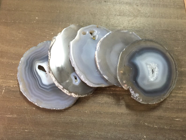 Large Agate Slices Gray Agate Coaster Large Agate Druzy Slice Mineral ...