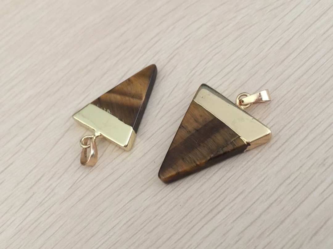 Triangle Tigers Eye Pendant Yellow Tiger Eye Pendant Triangle Gemstone ...