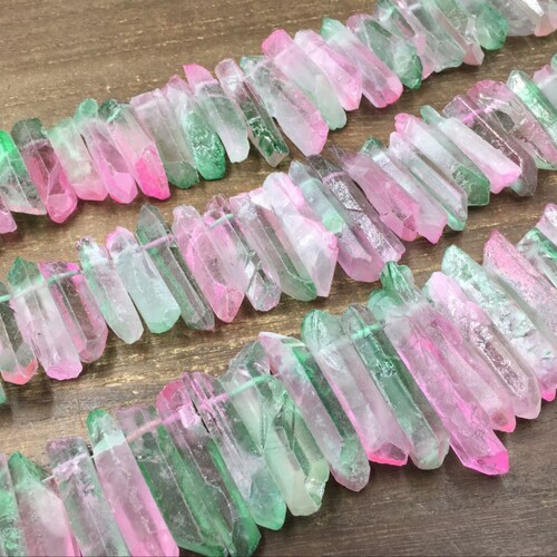 Yellow&green Quartz Points Gradient Quartz Crystal Point Beads | Etsy