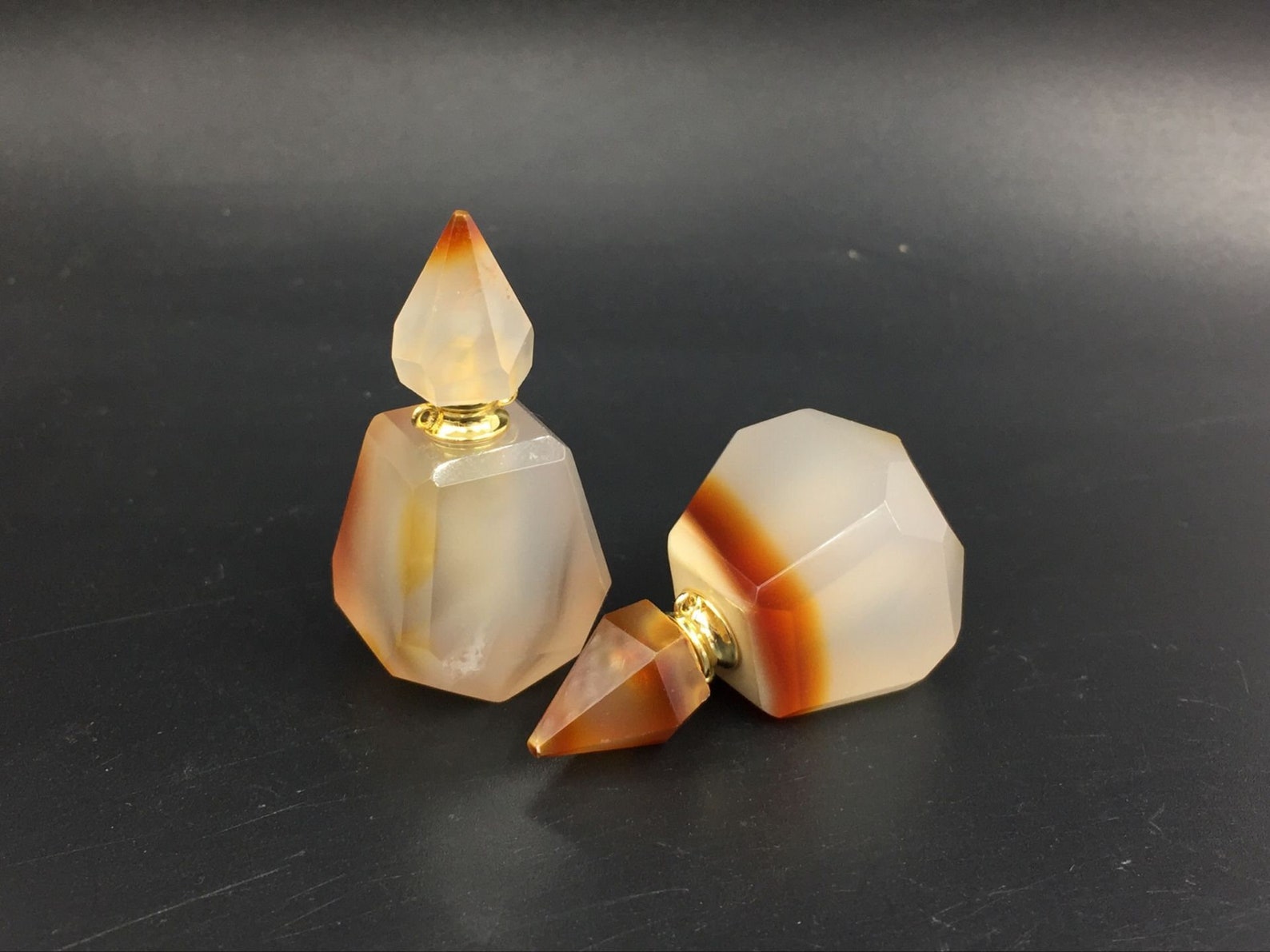 Faceted Agate Perfume Bottle Essential Oil Diffuser Bottle Gemstone ...
