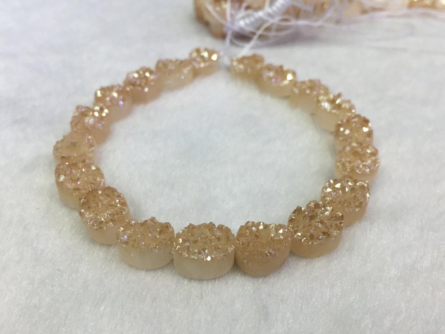 18pcs Druzy Agate druzy beads Oval Cabochon Champagne Peach | Etsy