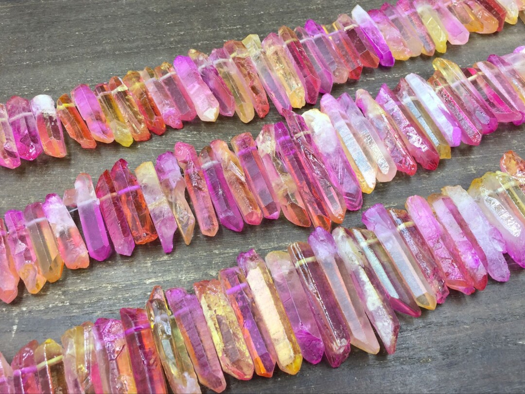 Double Color Pink&yellow Crystal Quartz Points Raw Yellow Quartz Pink ...