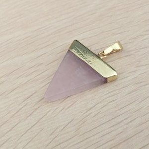 Rose Quartz Triangle Pendant Pink Quartz Crystal Pendant Triangle ...