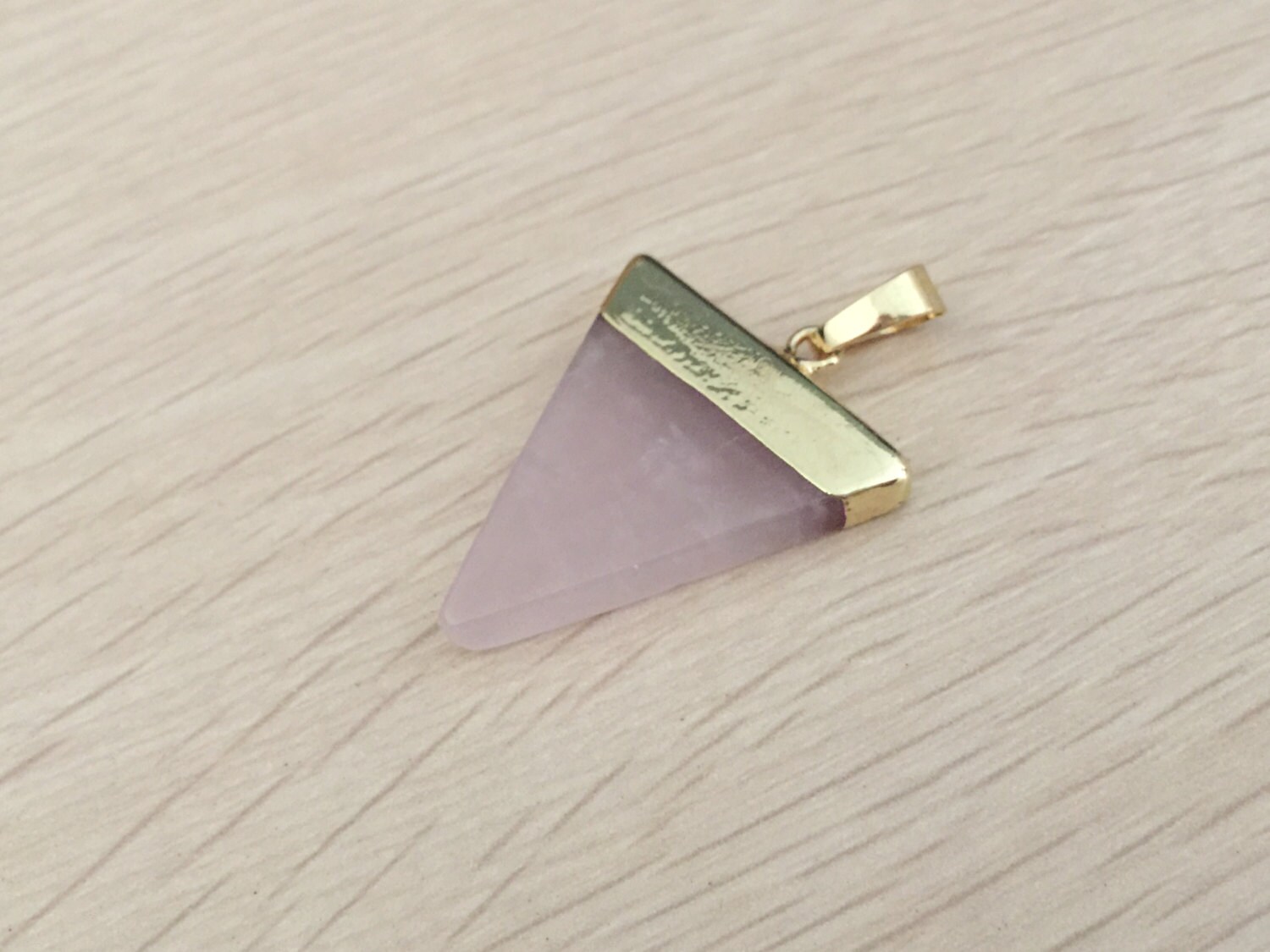 Rose Quartz Triangle Pendant Pink Quartz Crystal Pendant - Etsy