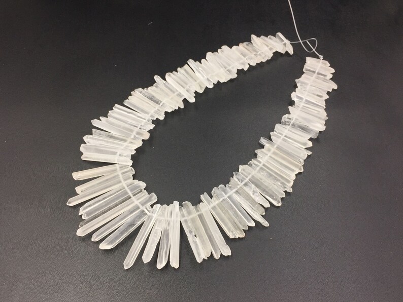 Slender Matte Quartz Crystal Long Point Beads Raw Rough Quartz | Etsy