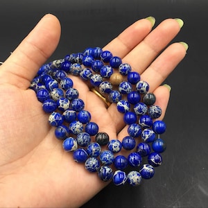 Blue Jasper Beads Blue Imperial Jasper Round Beads Gemstone Beads ...
