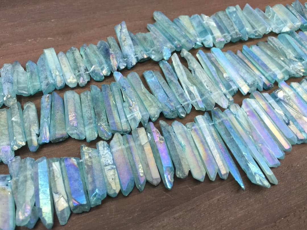AB Crystal Points Matte Blue Quartz Points Graduated Titanium Quartz ...