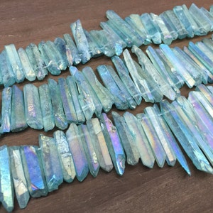 AB Crystal Points Matte Blue Quartz Points Graduated Titanium Quartz ...