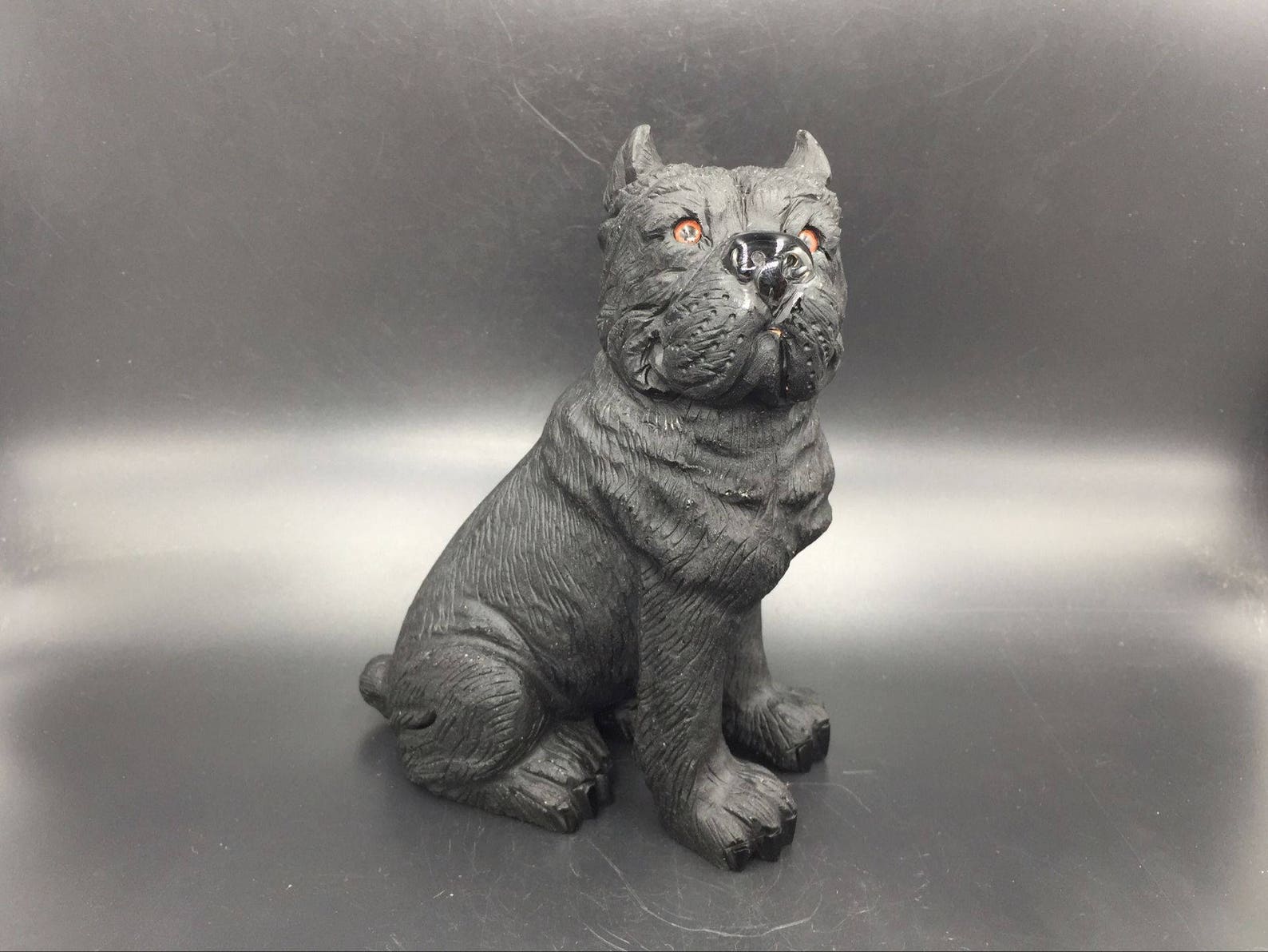 Cane Corso Dog Figurine Realistic Black Obsidian Dog Sculpture Crystal ...