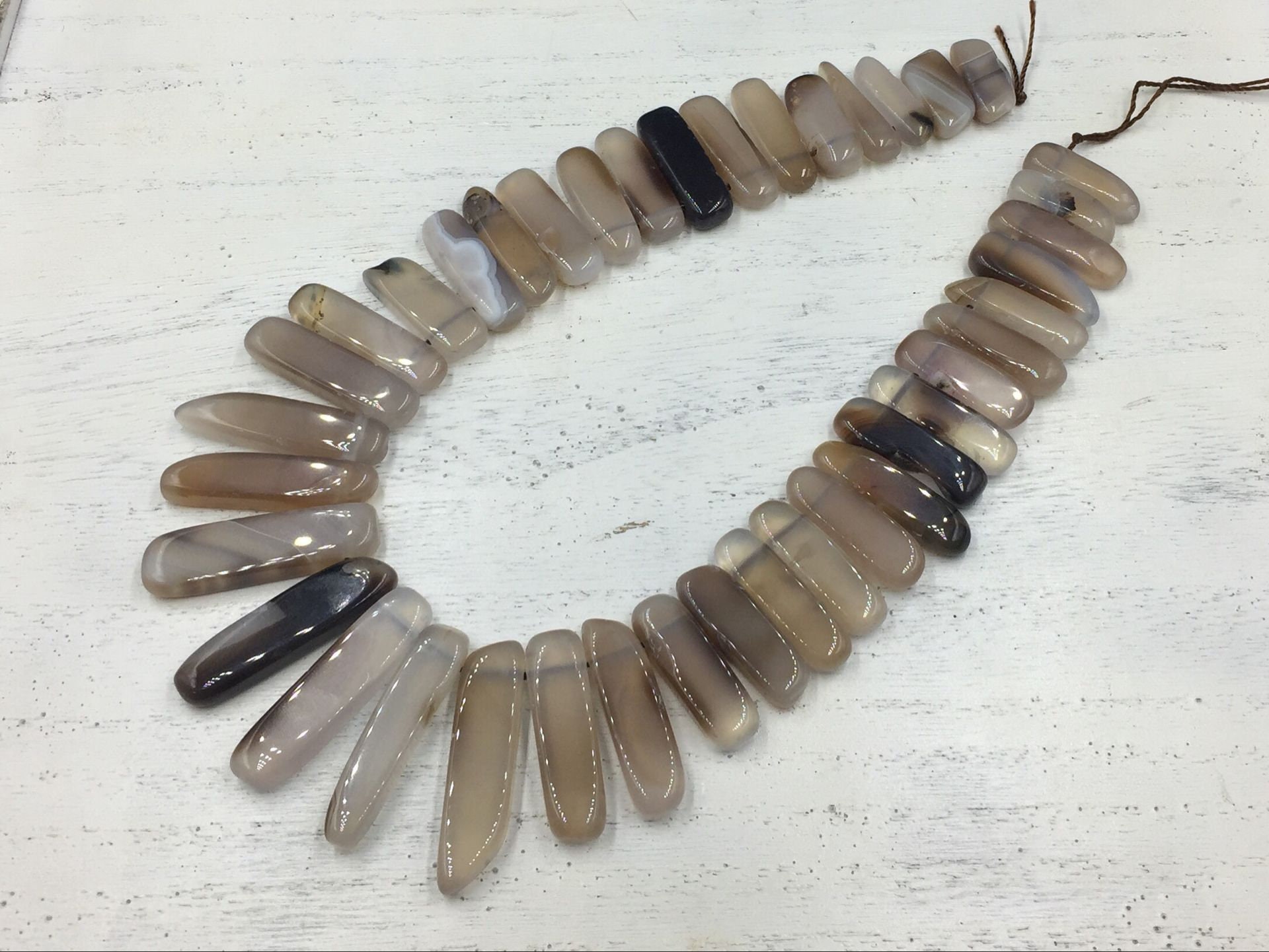 Polished Gray Agate Stick Slice Beads Graduated Agate Beads Top Drilled ...