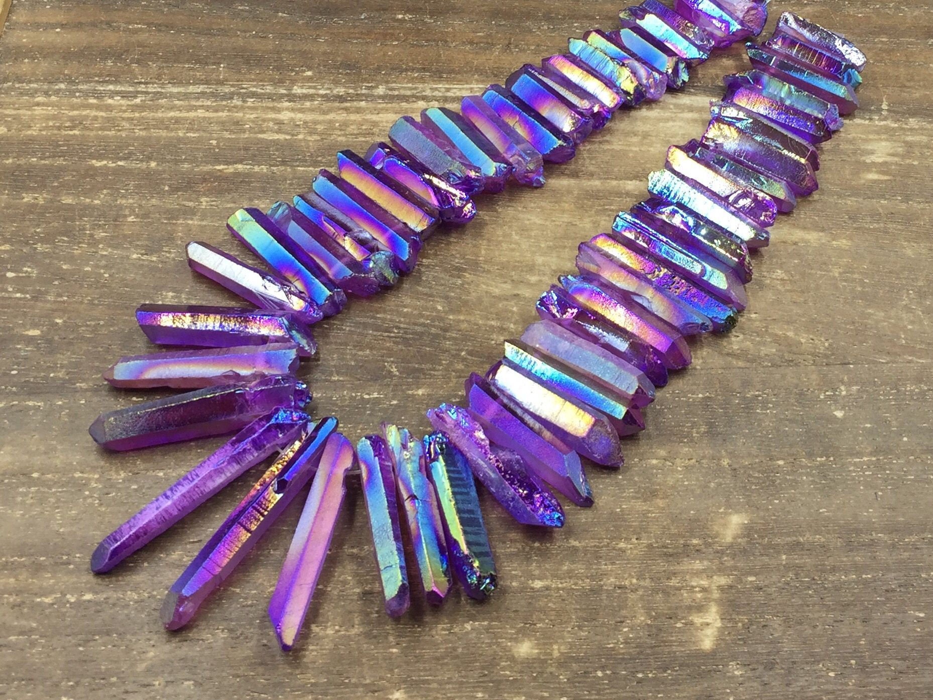 Bright Purple Aura Quartz Crystal Points Raw Crystal Quartz - Etsy