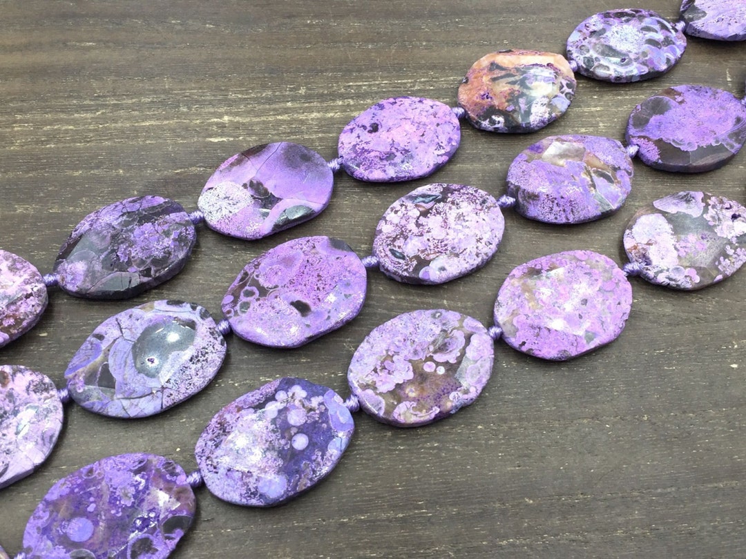 Faceted Purple Jasper Slice Beads Sea Sediment Ocean Jasper Nugget Slab ...