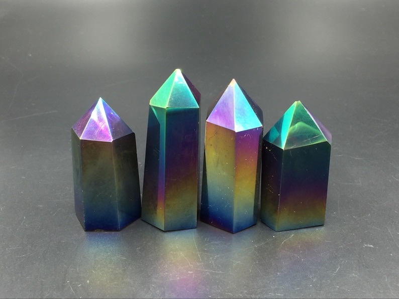 Titanium Flame Aura Quartz Crystal Tower Point Titanium | Etsy