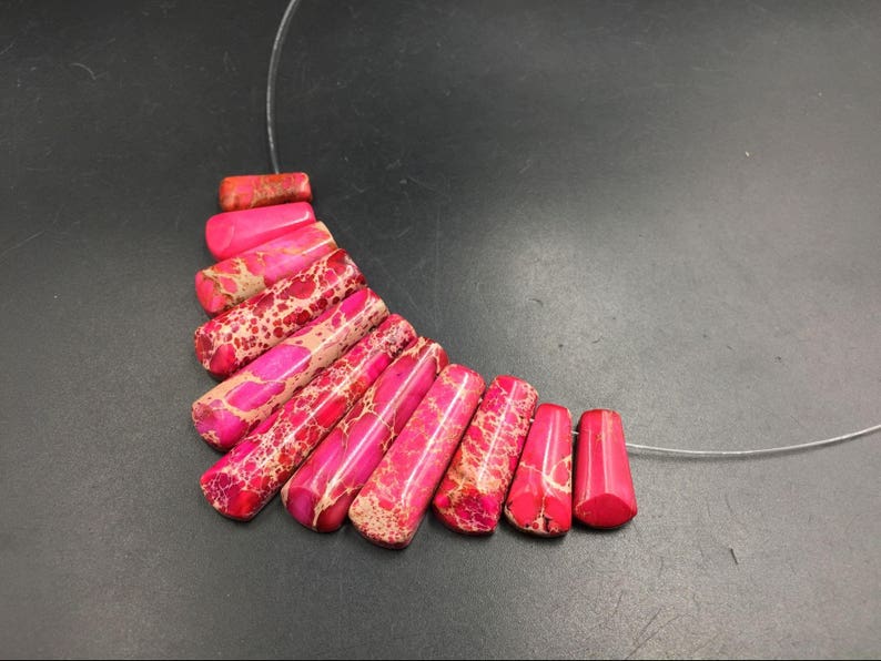 Sea Sediment Jasper Beads Set 11 Pieces Graduated Stick Necklace ...