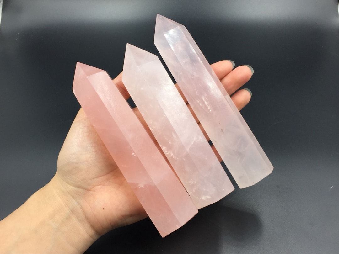 4.75"-5.5" Large Rose Quartz Crystal Tower Standing Point Pink Crystal ...