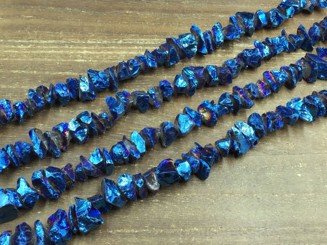 Raw Titanium Quartz Nugget Beads Metalic Blue Quartz Crystal Chip Beads ...
