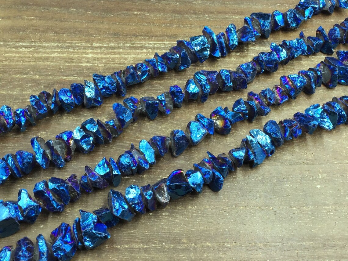 Raw Titanium Quartz Nugget Beads Metalic Blue Quartz Crystal Chip Beads ...