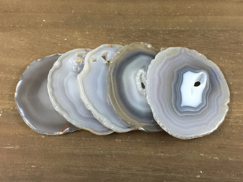 Large Agate Slices Gray Agate Coaster Large Agate Druzy Slice - Etsy