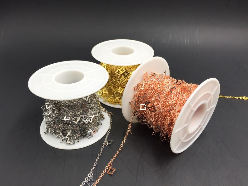 Square Drop Chains Four Point Star Chain Dangling Charms Chain - Etsy