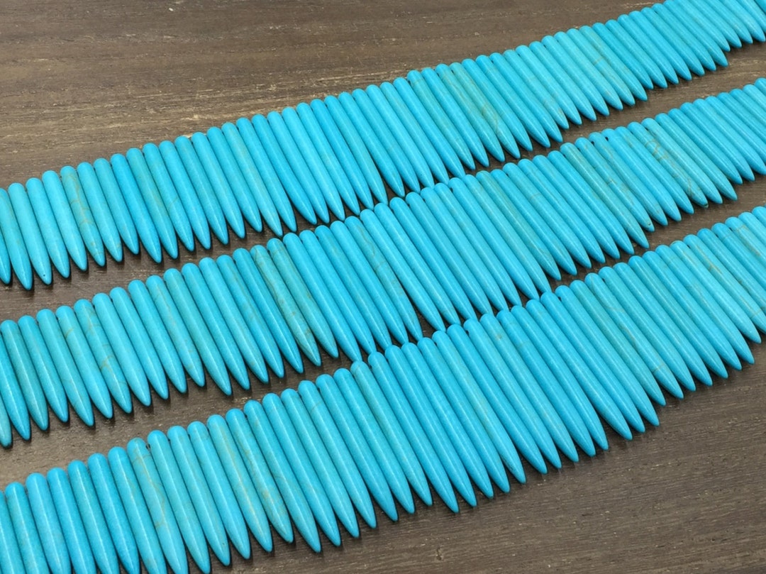 Aqua Turquoise Point Blue Howlite Stick Spike Necklace Beads Howlite ...